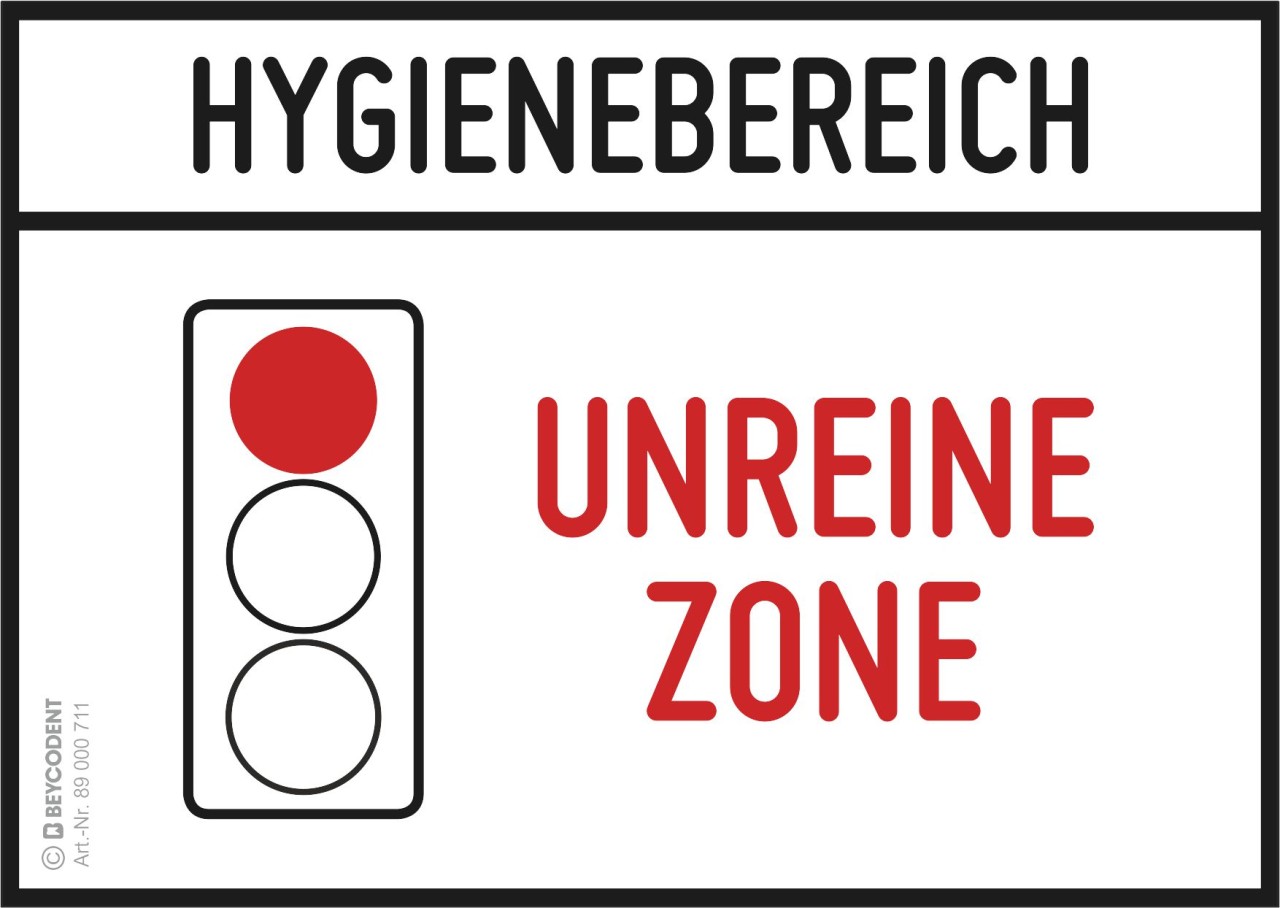 Selbstklebeschild "Hygienebereich - Unreine Zone"