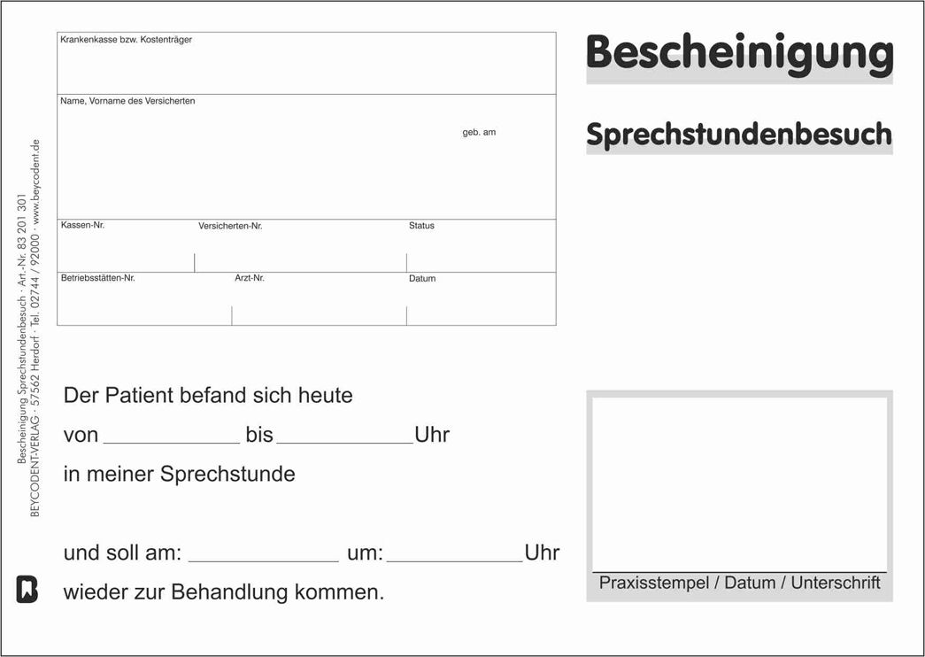 Bescheinigung über Sprechstundenbesuch